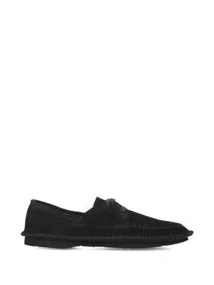 Premiata Lace-up Topstitch Loafers - Black
