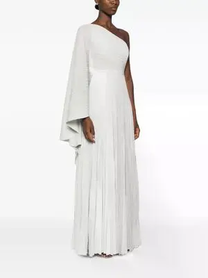 Solace London Maci Pleated One-shoulder Maxi Dress - Grey