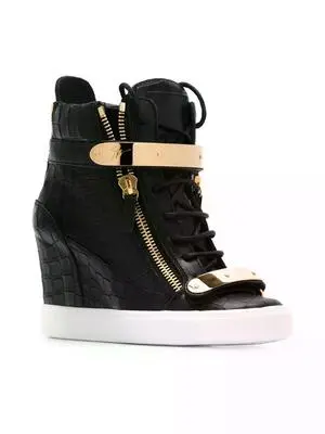 GIUSEPPE ZANOTTI Crocodile Effect Hi-top Wedge Sneakers