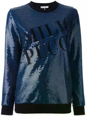 Emilio Pucci Sequin Embellished Sweatshirt - Blue