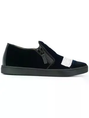GIUSEPPE ZANOTTI Velvet Slip-on Sneakers With Crystal Embellishments
