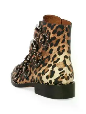 Givenchy Leopard Print Ankle Boots - Black