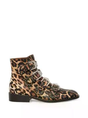 Givenchy Leopard Print Ankle Boots - Black