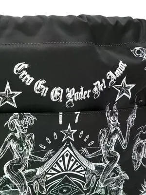 Givenchy Tattoo Print Drawstring Backpack - Black