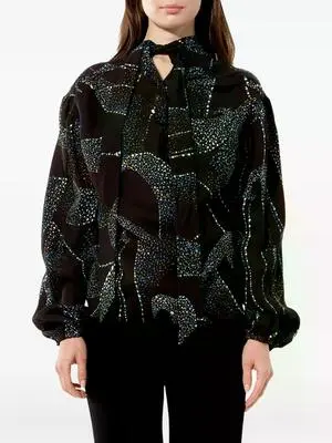 Balenciaga Printed Tie Neck Blouse