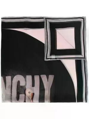 Givenchy Logo Flamingo Print Scarf - Black