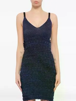 Kenzo Metallic Textured Knit Dress - Blue