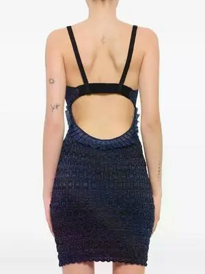 Kenzo Metallic Textured Knit Dress - Blue