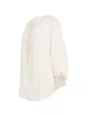 Chloé Silk Peasant Blouse With Tie Placket
