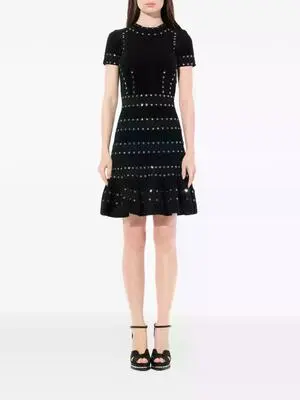 Alexander McQueen Embellished Round Neck Dress - Black