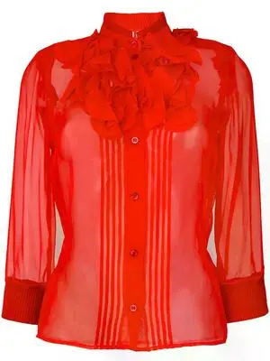 Givenchy Sheer Frill Fitted Shirt