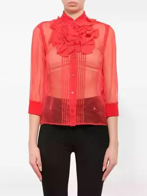 Givenchy Sheer Frill Fitted Shirt
