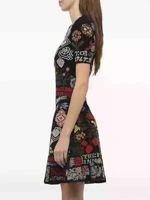 Alexander McQueen Graphic Floral Intarsia Knitted Mini Dress