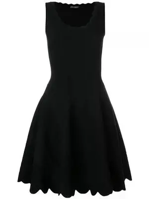 Alexander McQueen Scalloped Trim Mini Dress - Black