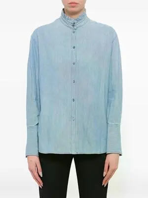 Alexander McQueen Light Cotton Ruffle Collar Shirt - Blue