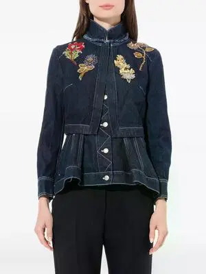 Alexander McQueen Embroidered Peplum Jacket - Blue