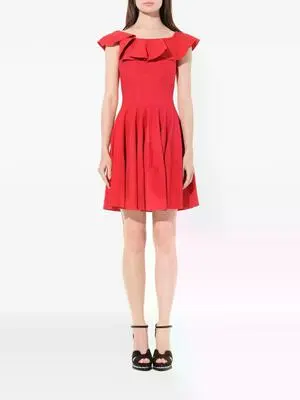 Alexander McQueen Ruffle Flared Mini Dress - Red