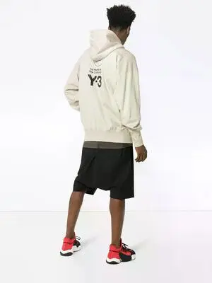 Y3 Logo Printed Cotton Hoodie - Champa