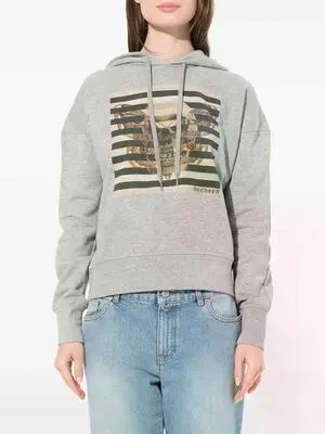 Alexander McQueen Butterfly & Skull Printed Hoodie - Grey