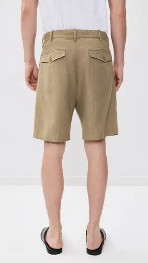 Madewell Herringbone Pleated Linen Blend Shorts