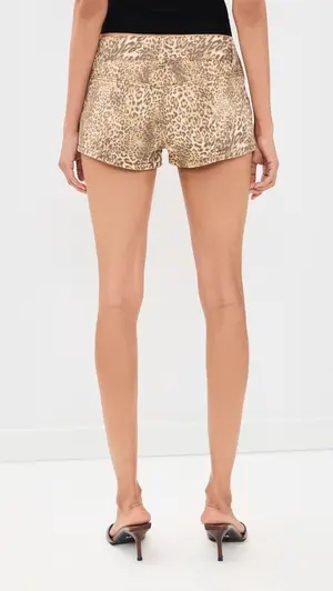 Lioness Gisele Print Denim Shorts - Leopard