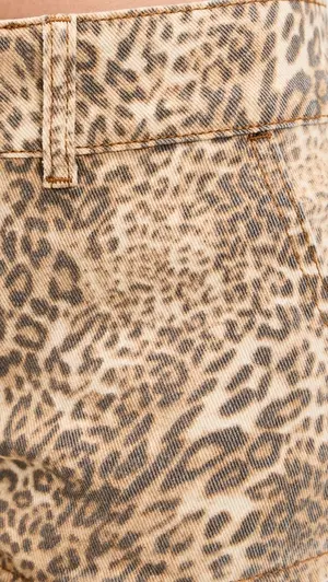 Lioness Gisele Print Denim Shorts - Leopard