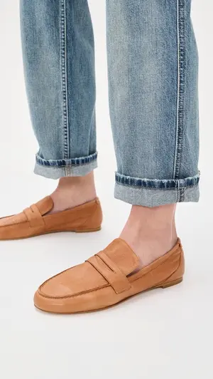 JAMIE HALLER The Unlined Penny Loafers - Cuoio