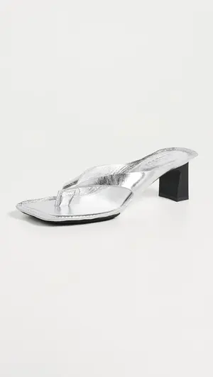 MAISON MARGIELA Metallic Leather Flip Flop Mules