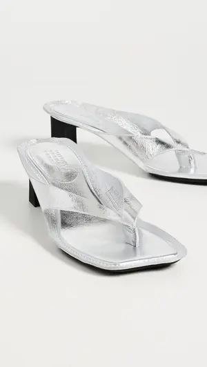 MAISON MARGIELA Metallic Leather Flip Flop Mules