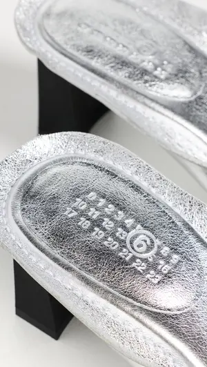 MAISON MARGIELA Metallic Leather Flip Flop Mules