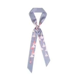 LOST PATTERN Dadura" Silk Skinny Scarf Slate - Blue