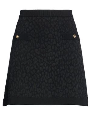 Versace Leopard Print Flared Knit Mini Skirt - Black