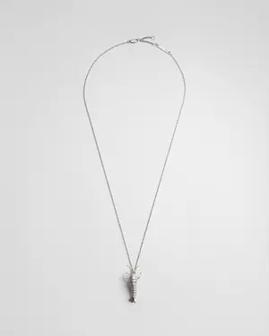 Dior Couture Charms Crawfish Pendant Necklace - Silver