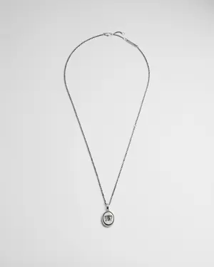 Dior Cameo Bee Engraved Pendant Necklace - Antique Silver-finish Brass