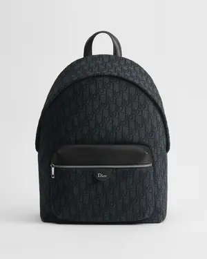 Dior Rider Zipped Backpack - Black Dior Oblique Jacquard And Black Grained Calfskin