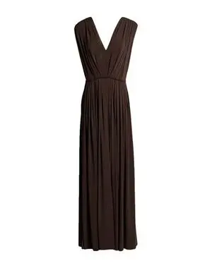 Max Mara Viscose Blend Pleated Maxi Dress - Brown