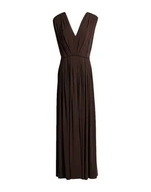 Max Mara Viscose Blend Pleated Maxi Dress - Brown