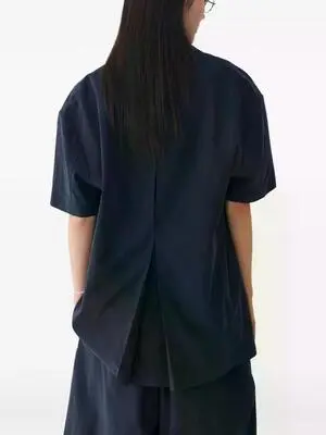 STUDIO TOMBOY Short-sleeve Double-breasted Oversized Jacket - Blue