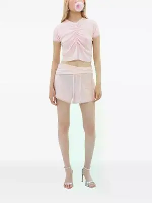 AREA Crystal-embellished Ruched Top