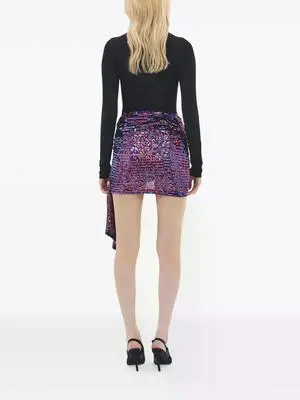 AREA Sequin Embellished Draped Wrap Skirt