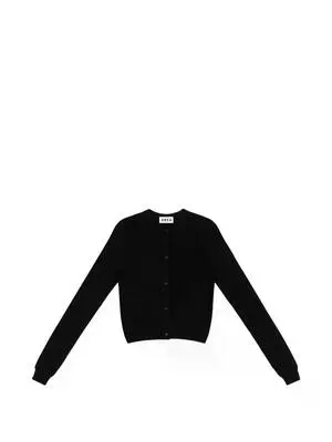 AREA Crystal Embellished Cotton Cardigan - Black