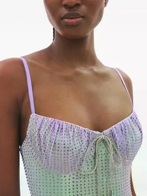 AREA Crystal Embellished Maxi Dress - Green