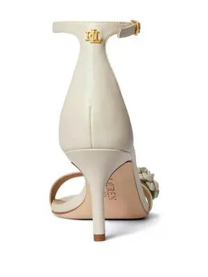 Ralph Lauren Allie Floral-embellished Leather Sandals