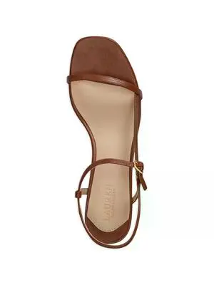 Ralph Lauren Lainee Leather Block Heel Sandals - Brown