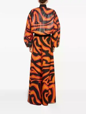 Emilio Pucci Labirinto Print Silk Palazzo Pants