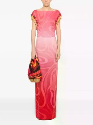 Emilio Pucci Marmo Print Popeline Maxi Skirt