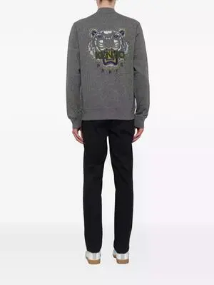 Kenzo Zip-up Bomber Jacket With Embroidered Logo