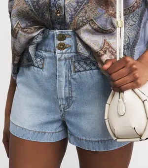 Zimmermann Indra High-rise Denim Shorts - Blue