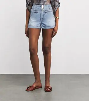 Zimmermann Indra High-rise Denim Shorts - Blue