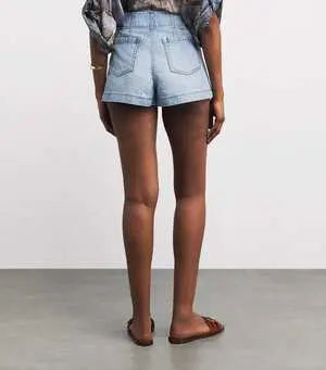 Zimmermann Indra High-rise Denim Shorts - Blue